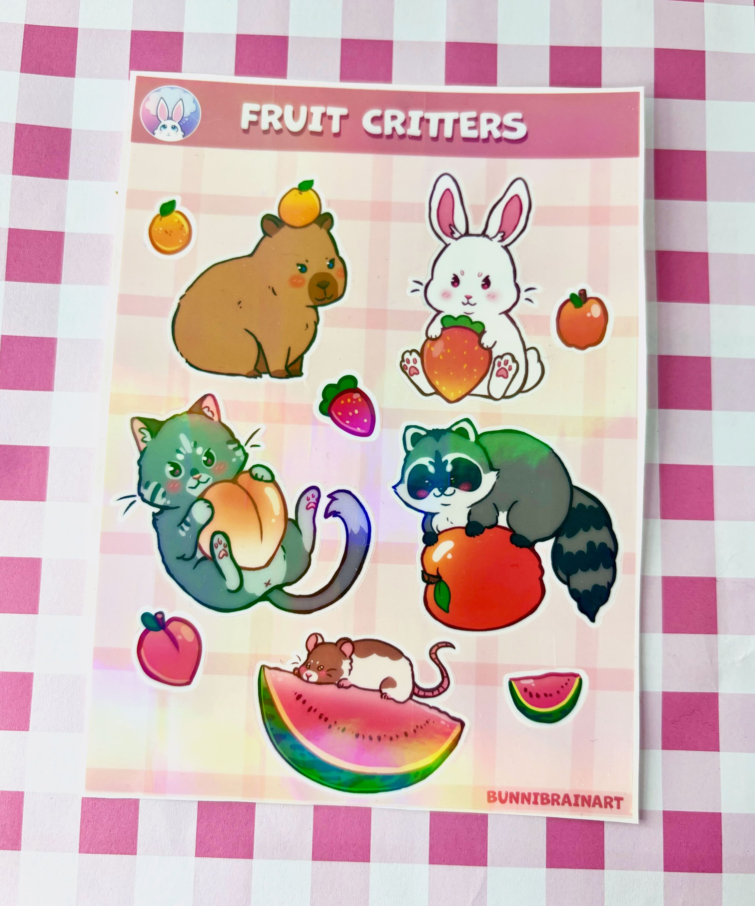 Fruit Critters Holographic Vinyl Sticker Sheet - Etsy