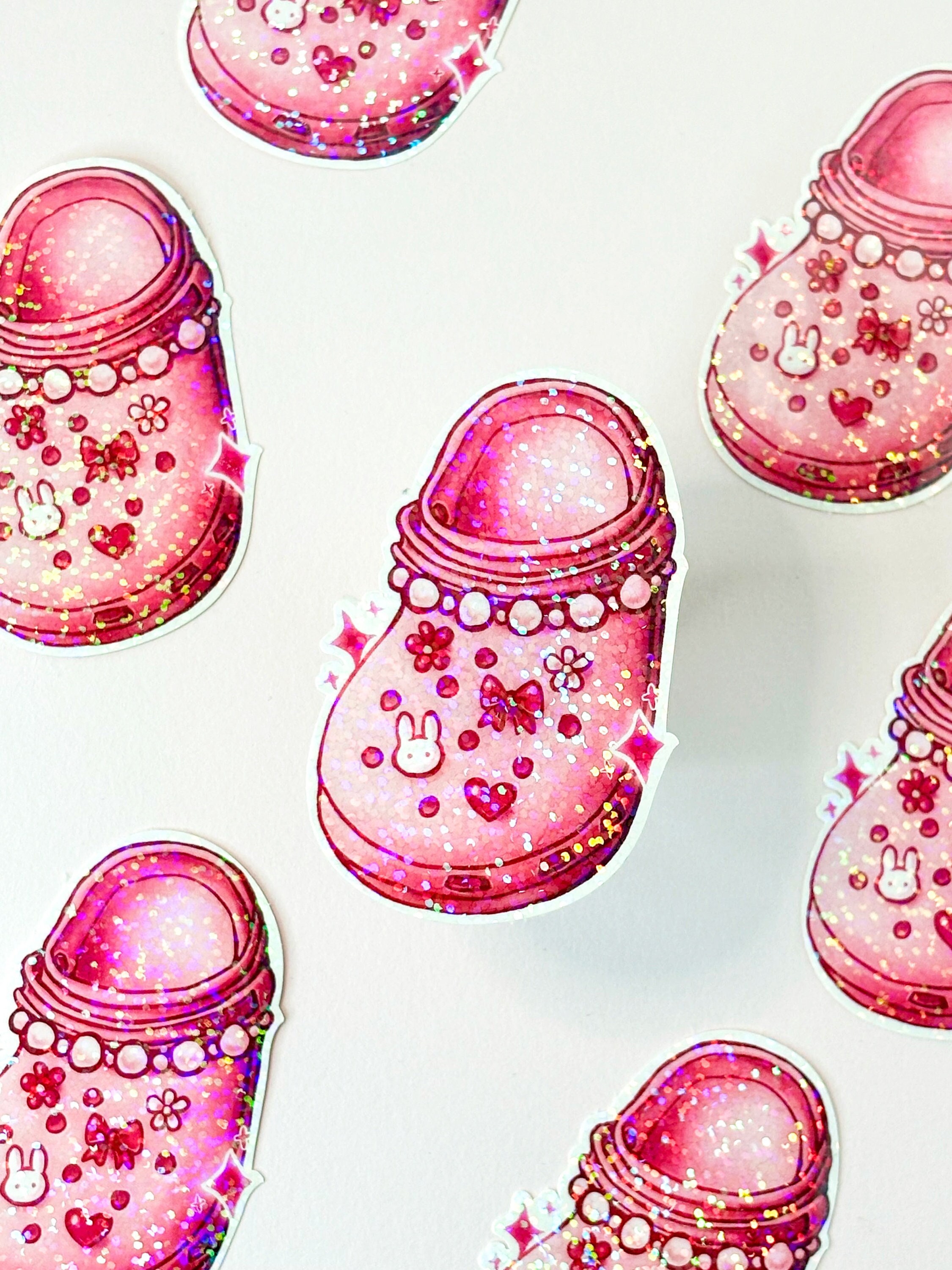 Pink Croc Sticker Rainbow Holographic Vinyl Sticker - Etsy