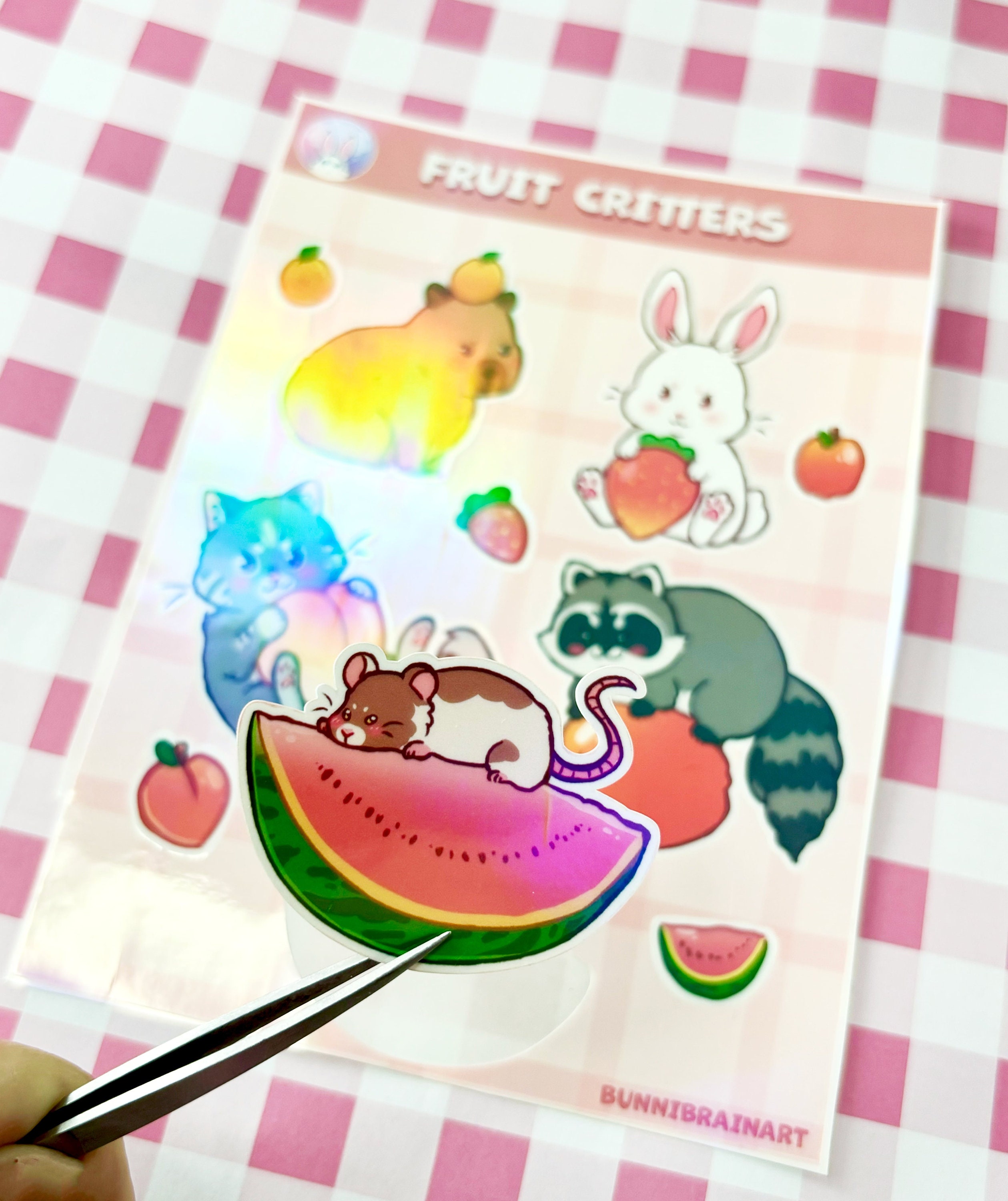 Fruit Critters Holographic Vinyl Sticker Sheet - Etsy