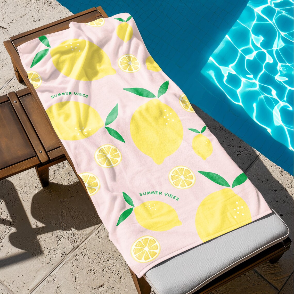 Personalized Lemon Beach Towel, Custom Name Summer Towel, Citrus Fruit ...