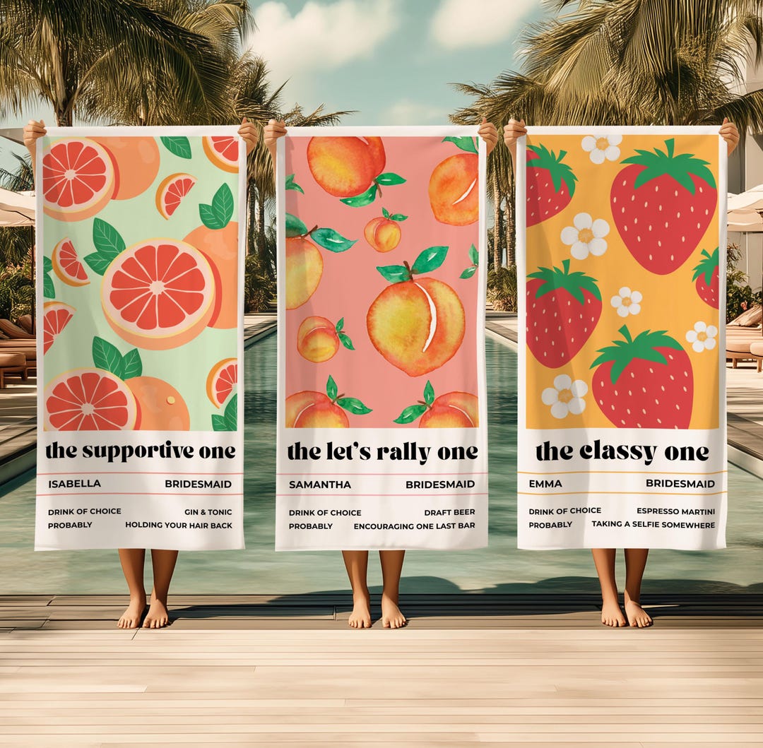 Personalized Beach Towel Bachelorette Party Gift, Custom Bridesmaid ...