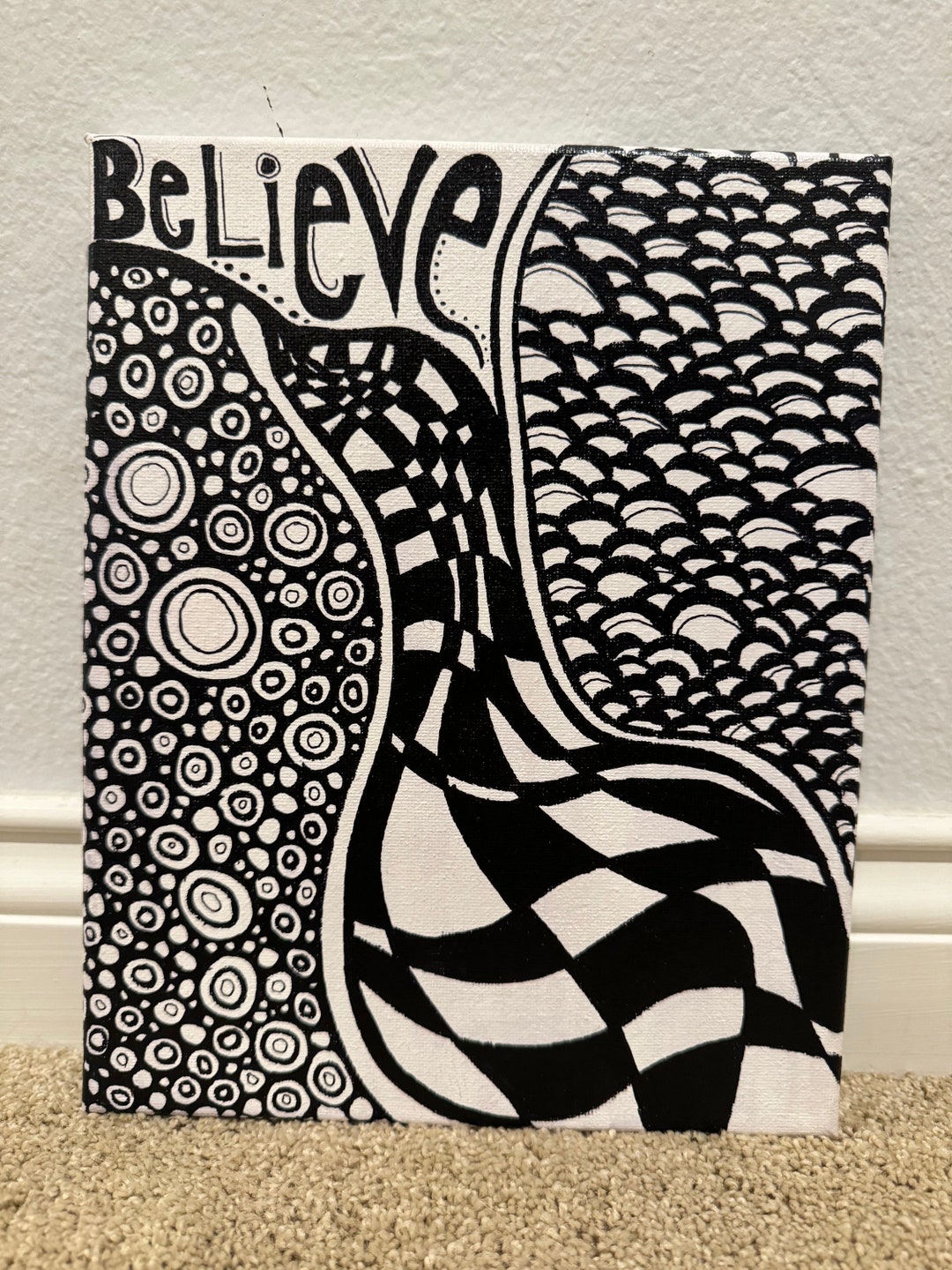 BELIEVE Sharpie Drawing on Canvas - Etsy
