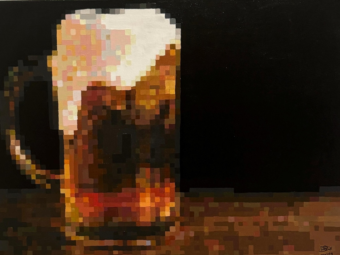 Pixelated Beer Mug Painting, Acrylic Canvas Wall Art (18x24 Inches) - Etsy