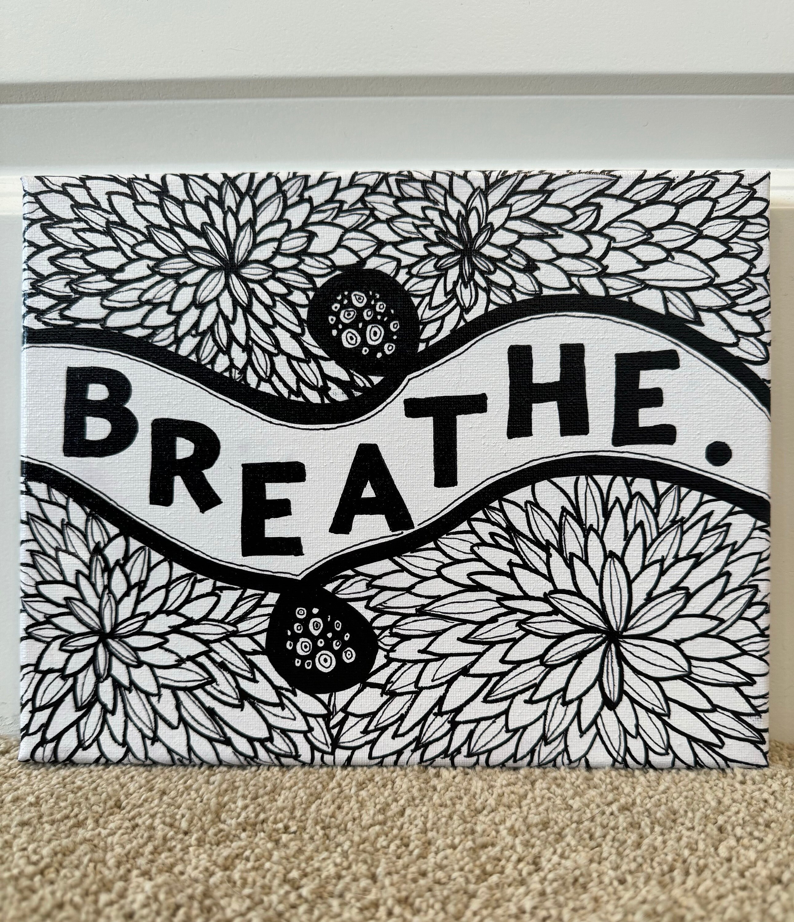 BREATHE Sharpie Drawing on Canvas - Etsy