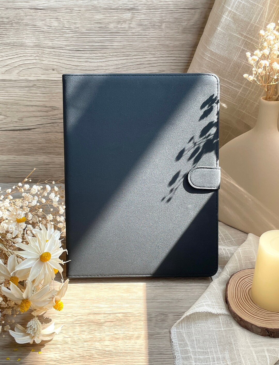 Black-solid Color Series Personalized Leather iPad Case 10th Generation ...