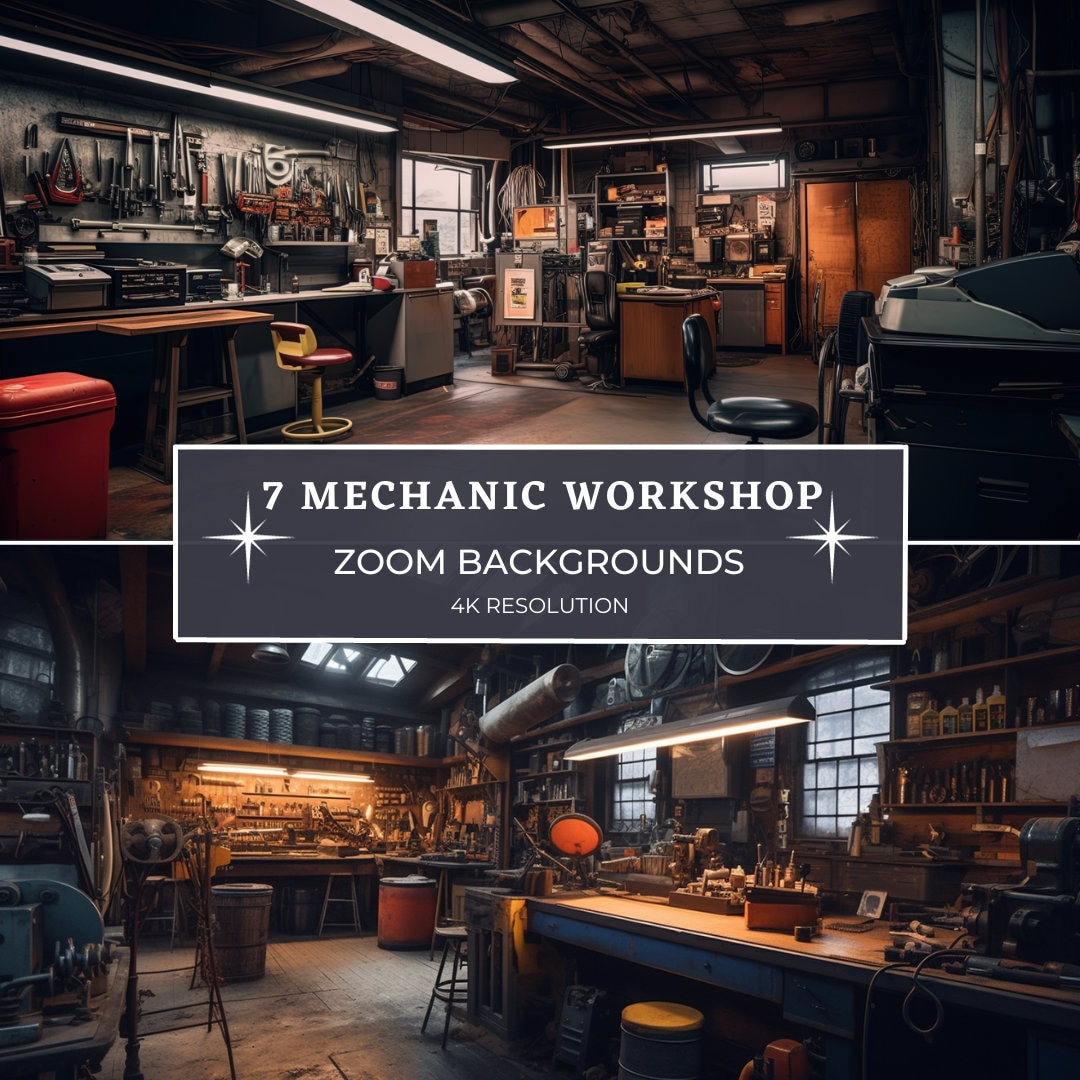 7 Pack of Mechanic Garage Workshop Zoom Backgrounds, Version 1 ! Unique ...