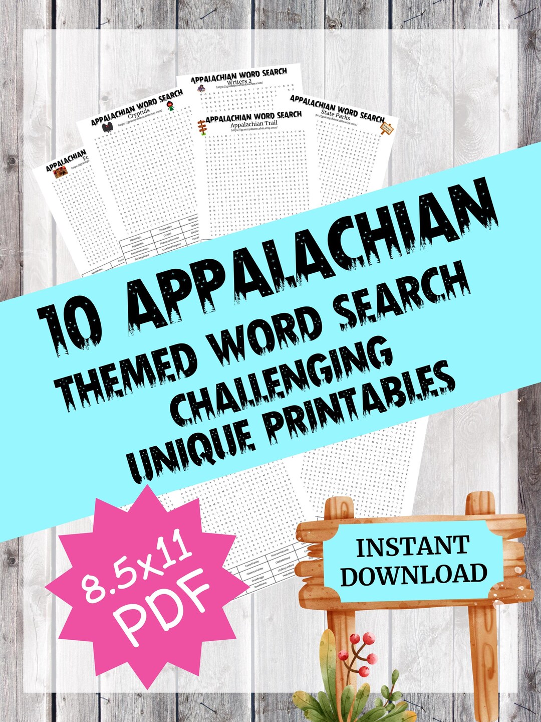 10 Appalachian Word Search Puzzles, Printable Game, Educational - Etsy