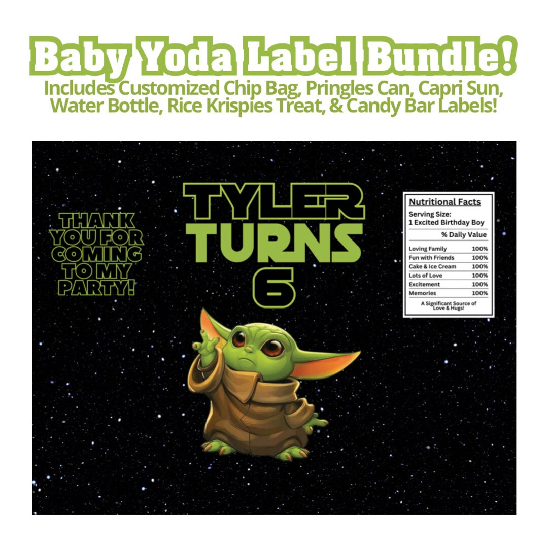 Baby Yoda Party Label Design Bundle digital Files Only - Etsy