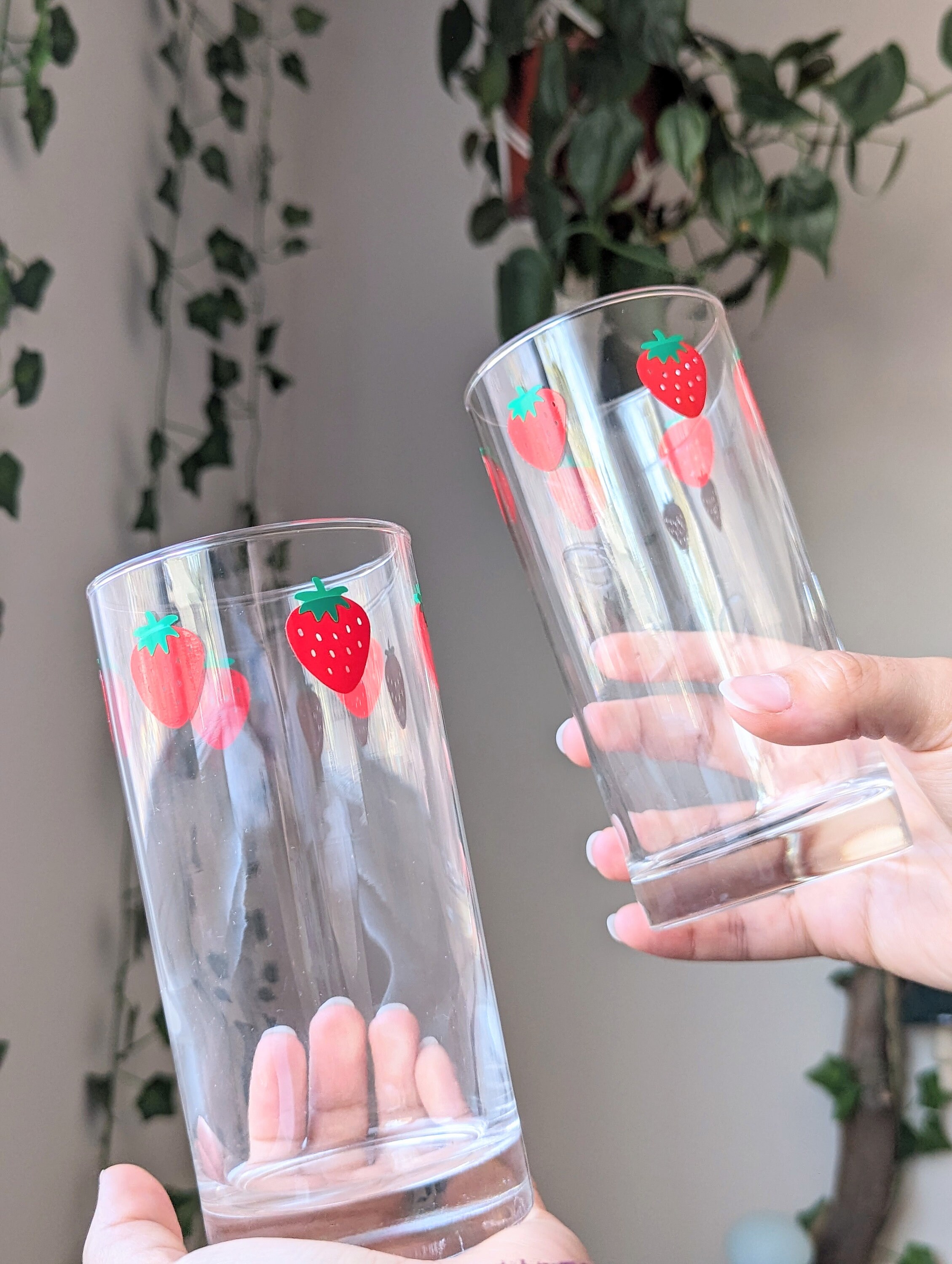 Nana and Hachi Strawberry Glass Friendship Cups Anime Handmade Set of 2 ...
