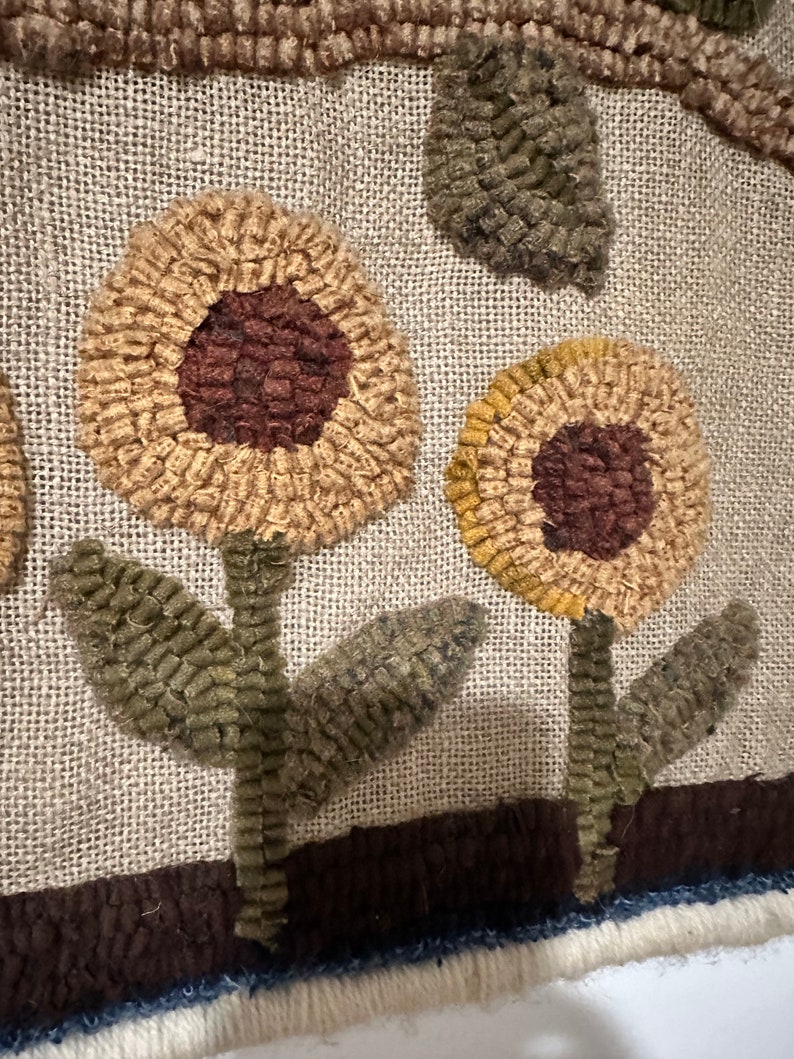 Primitive Bird and Sunflower Wool Rug Hooked Wall Hanging - Etsy