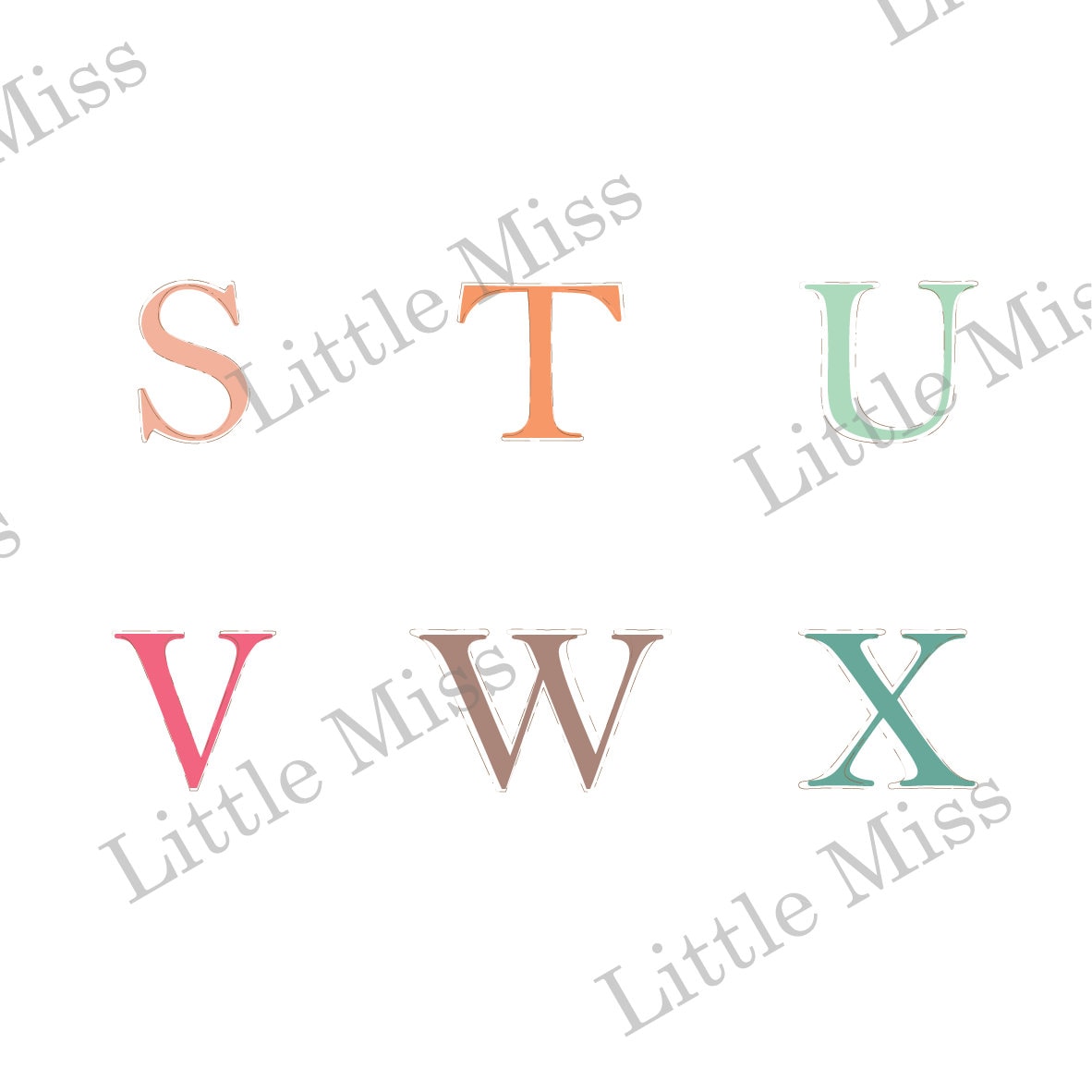 Cute Alphabet Letters 26 Pack - Printable/tshirt Graphic/clipart ...