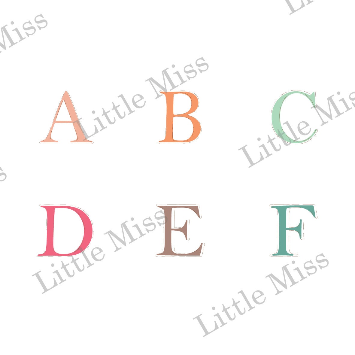 Cute Alphabet Letters 26 Pack - Printable/tshirt Graphic/clipart ...