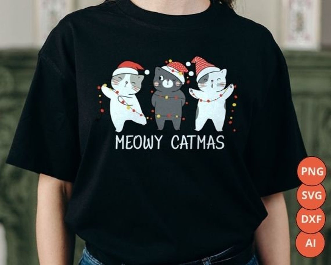 Meowy Catmas Svg Png Cute Christmas Cat Svg Christmas Gift - Etsy