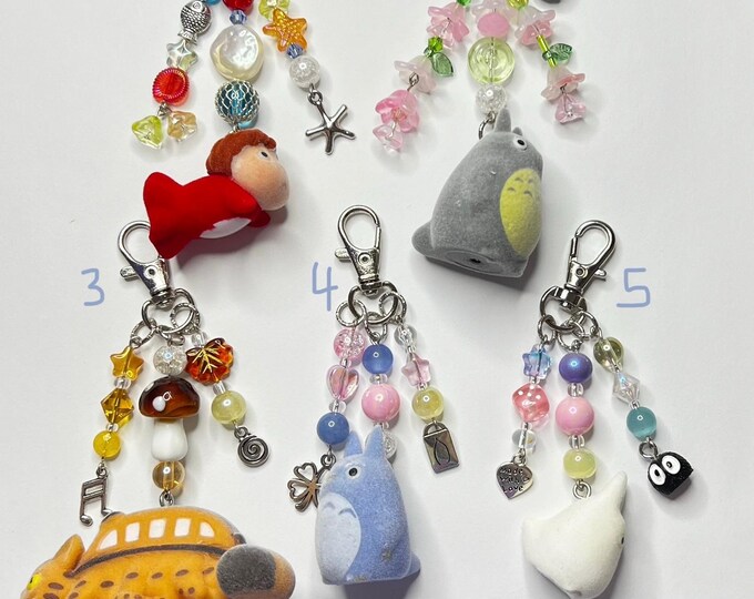 Ghibli Flocked Gacha Keychains - Etsy