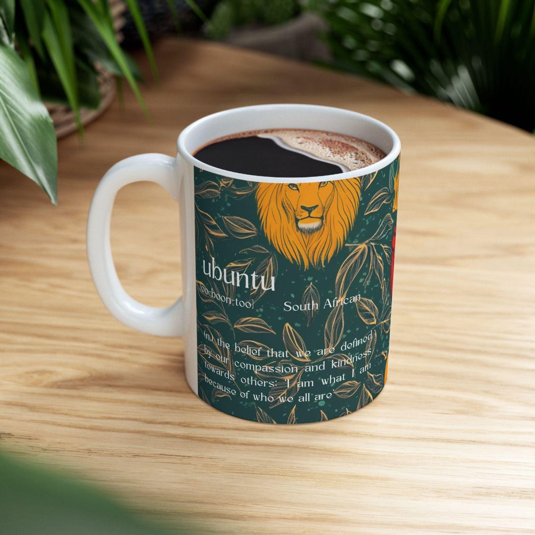 Ubuntu Definition South African Word Coffee or Tea Mug, Lion Safari Cup ...