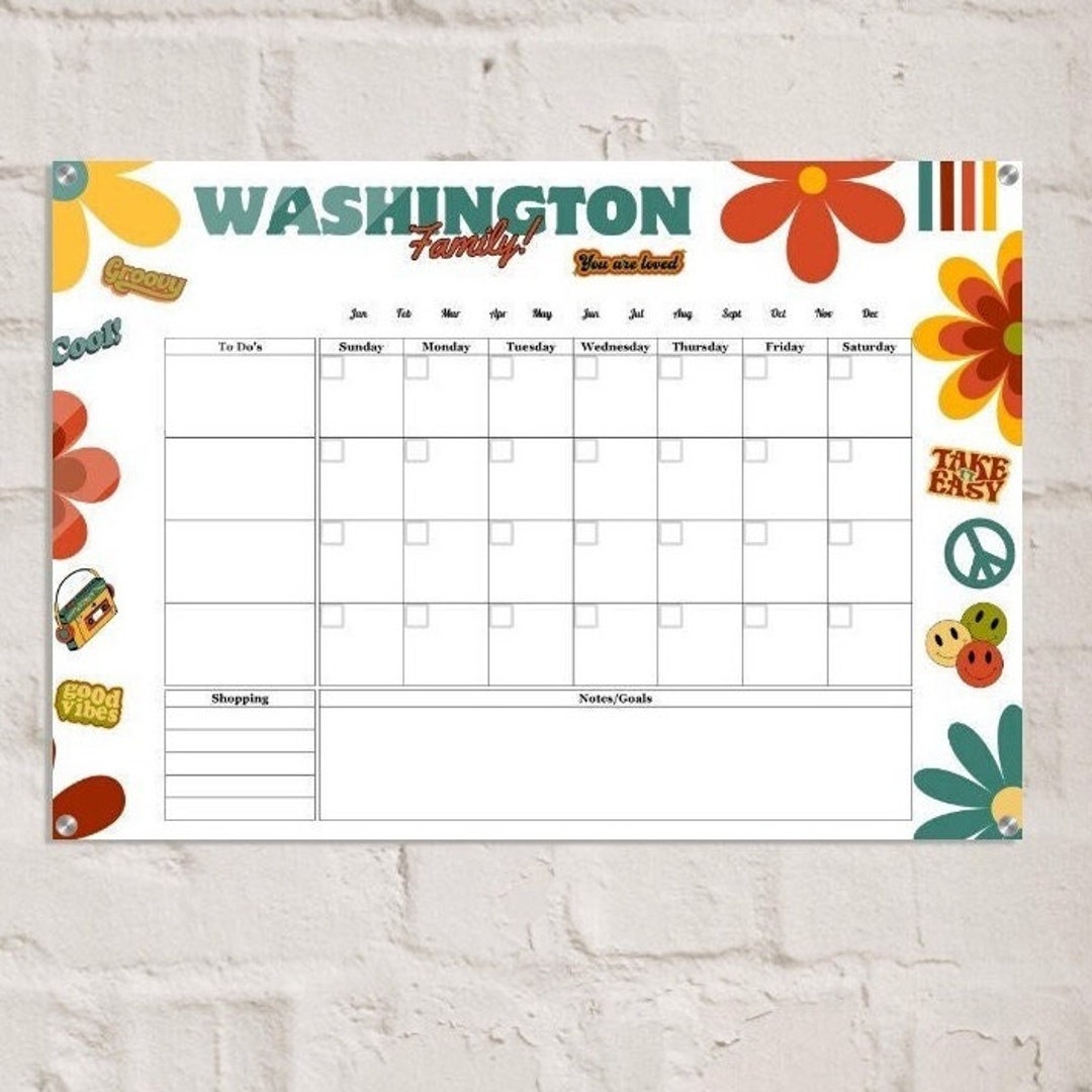 Personalized Acrylic Calendar, Large Wall Calendar-custom 70's Retro ...