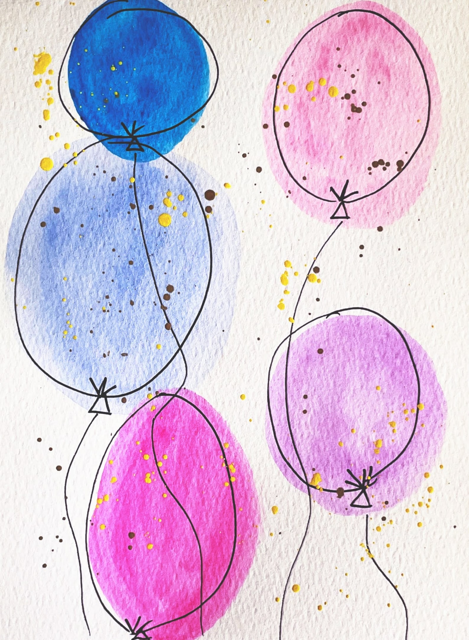 Watercolor Birthday Balloons: PRINTABLE BIRTHDAY CARD - Etsy