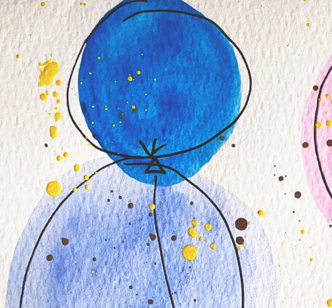 Watercolor Birthday Balloons: PRINTABLE BIRTHDAY CARD - Etsy