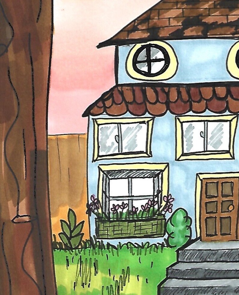 PRINTABLE: Whimsical Blue House Art Print - Etsy Australia