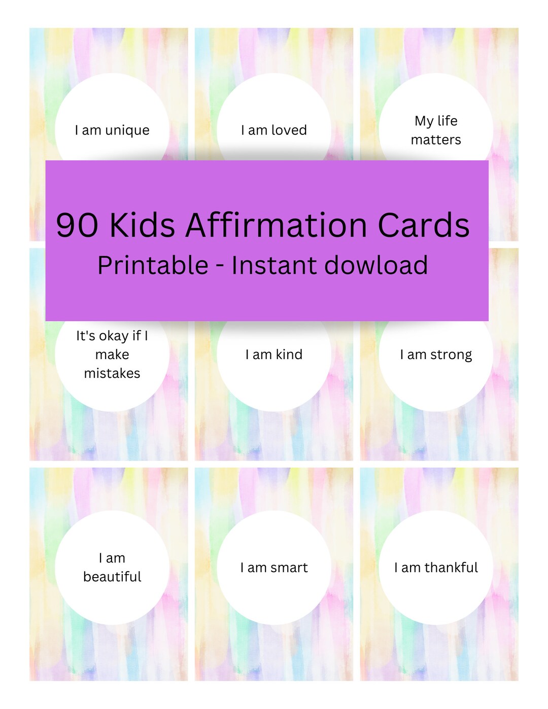 90 Kids Affirmation Cards, Affirmation Blank Cards, Build Confidence ...