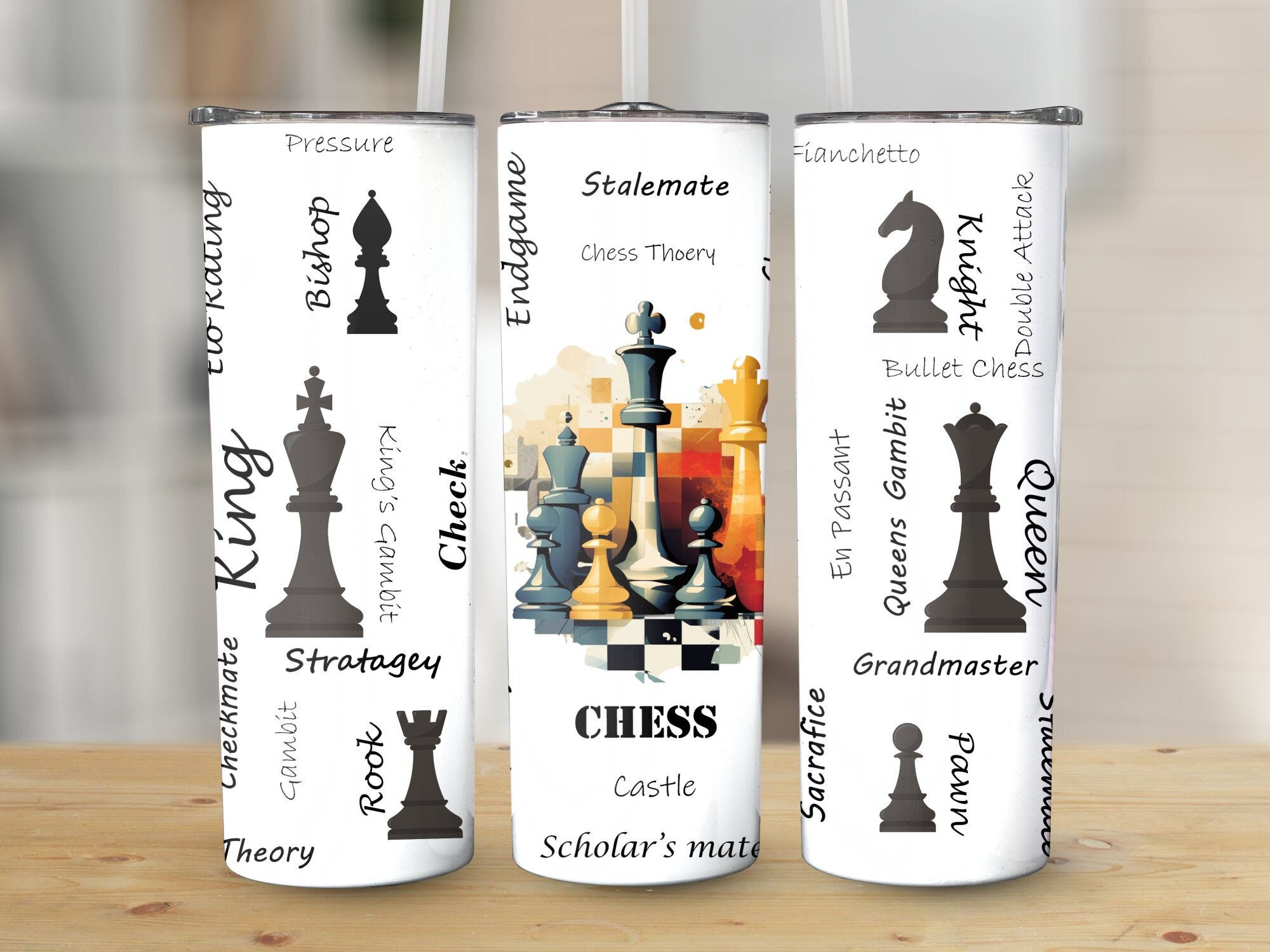Chess Vibes Tumbler Wrap PNG Chess Game Seamless 20oz Skinny Tumbler ...