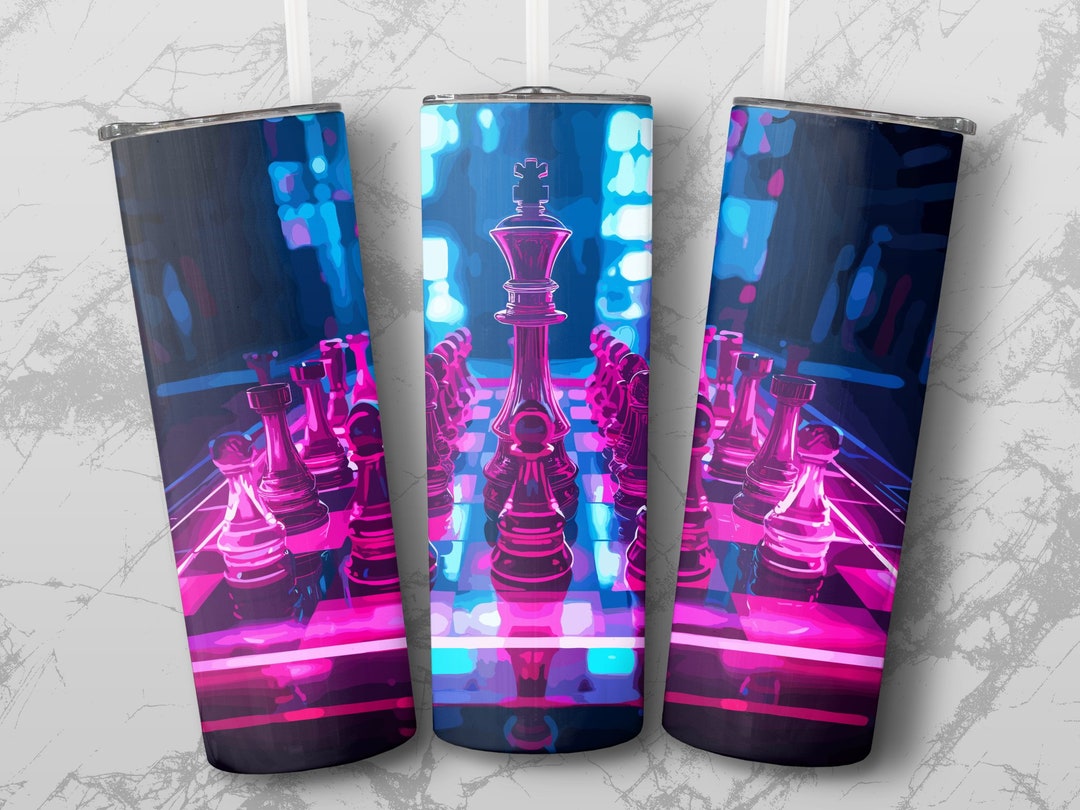 20oz Neon Chess Seamless Sublimation Tumbler, Chess Gift Tumbler ...