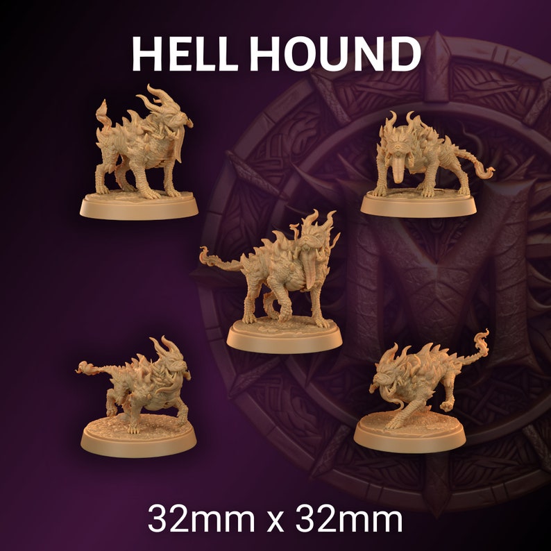 3D Printed Hellhound Miniature Monster for Dnd Pathfinder - Etsy