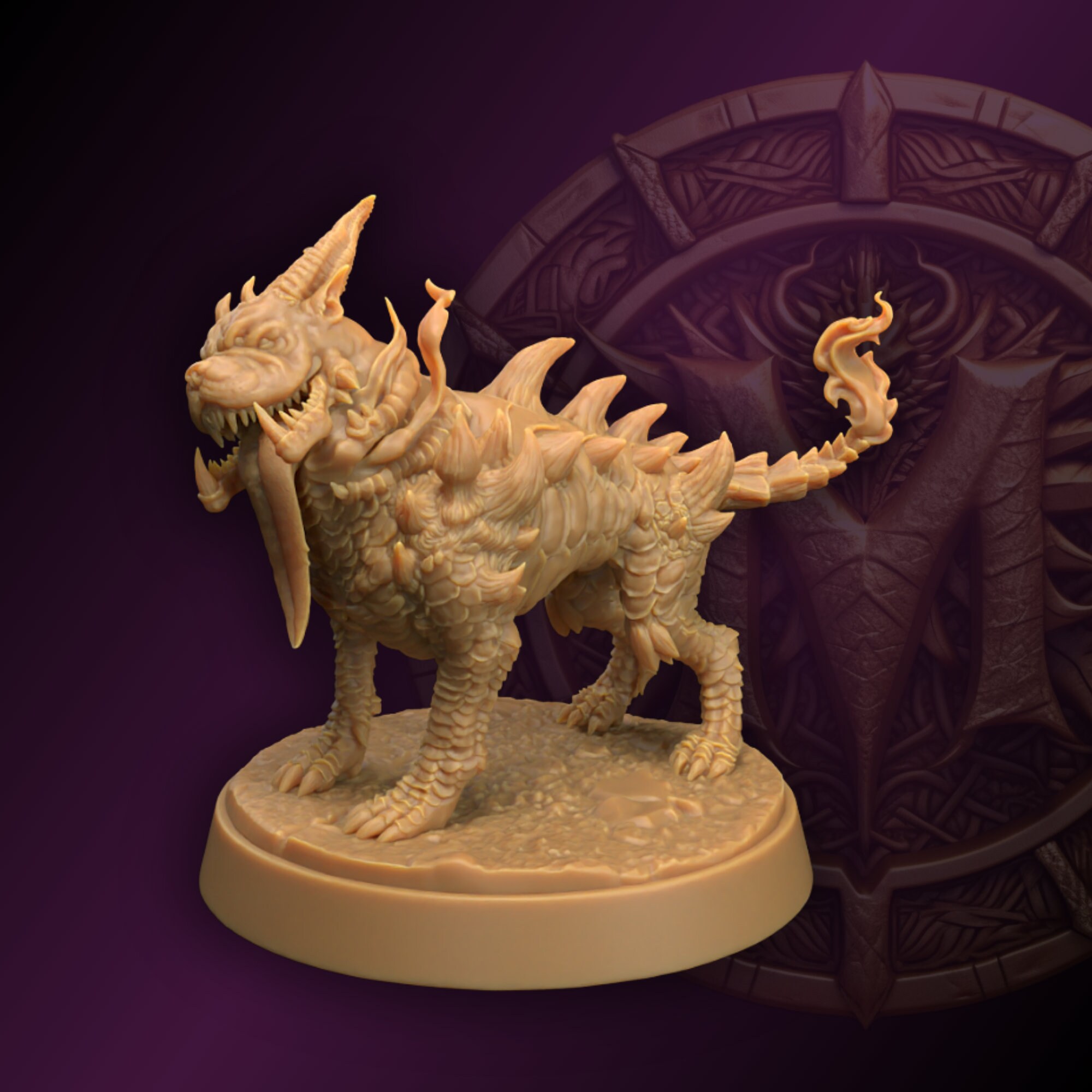 3D Printed Hellhound Miniature Monster for Dnd Pathfinder - Etsy