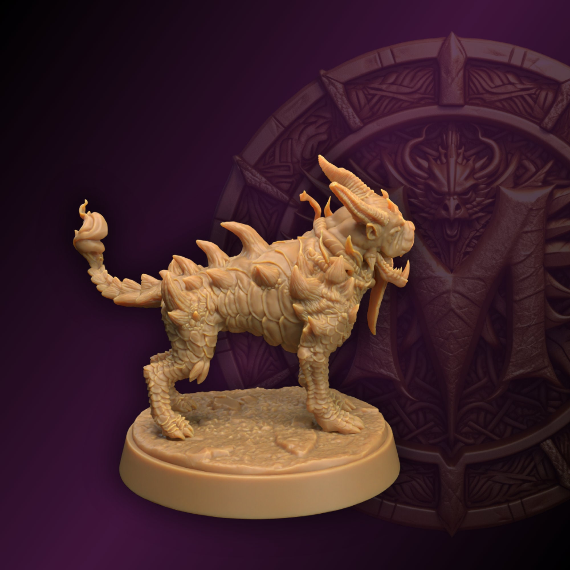 3D Printed Hellhound Miniature Monster for Dnd Pathfinder - Etsy