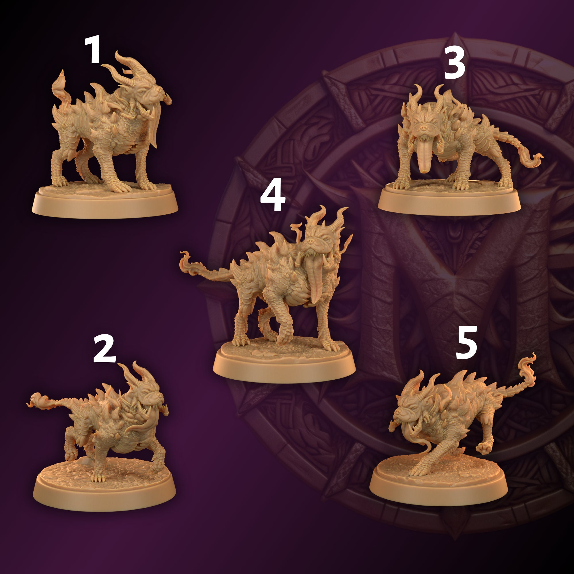 3D Printed Hellhound Miniature Monster for Dnd Pathfinder - Etsy