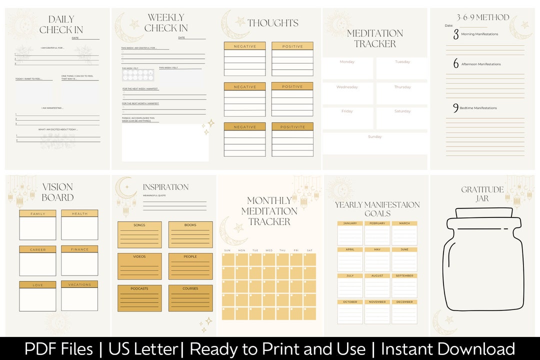 Printable Digital Manifestation Journal With Worksheets for Daily ...