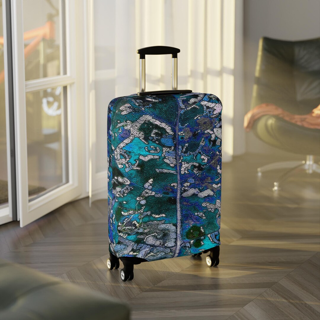 Verdigris Leaf Luggage Cover: Abstract Floral Suitcase Protector - Etsy