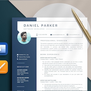 Resume Template Blue CV Template Professional Resume Template for Pages ...