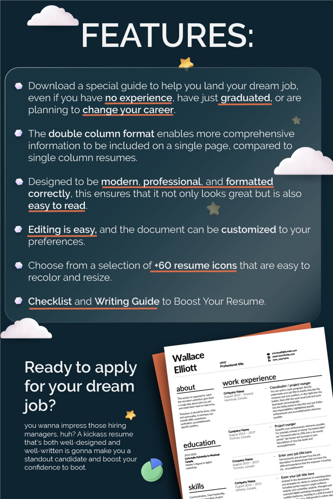 Simple CV Template Design Professional Resume Template for Pages, Word ...