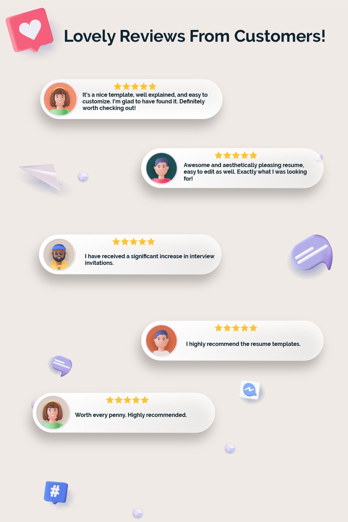 Simple CV Template Design Professional Resume Template for Pages, Word ...