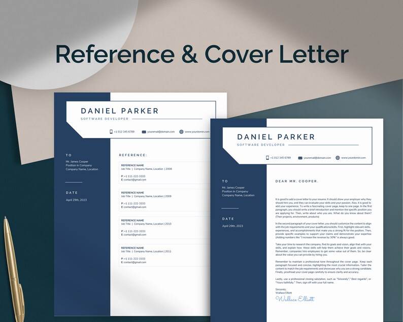 Resume Template Blue CV Template Professional Resume Template for Pages ...
