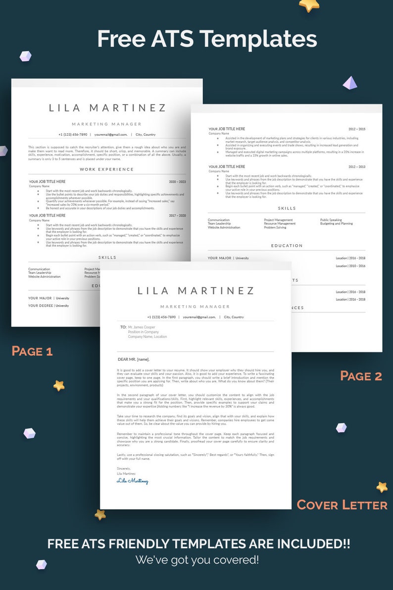 Resume Template Orange CV Template Professional Resume Template for ...