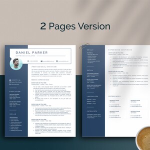 Resume Template Blue CV Template Professional Resume Template for Pages ...