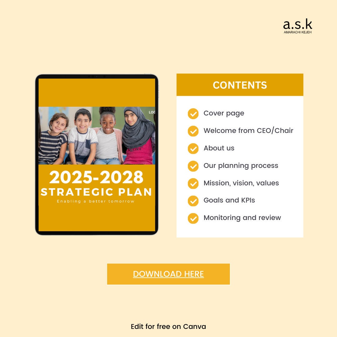 Strategic Plan Template | Canva Template | Mission, Vision, Goals, Kpis ...