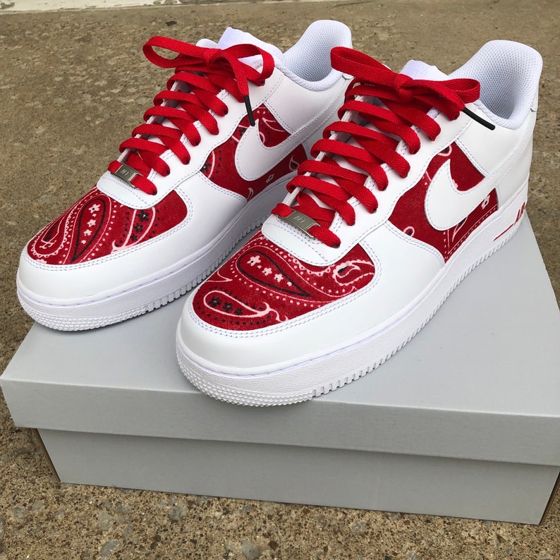 Red Bandana/paisley Custom Af1s - Etsy