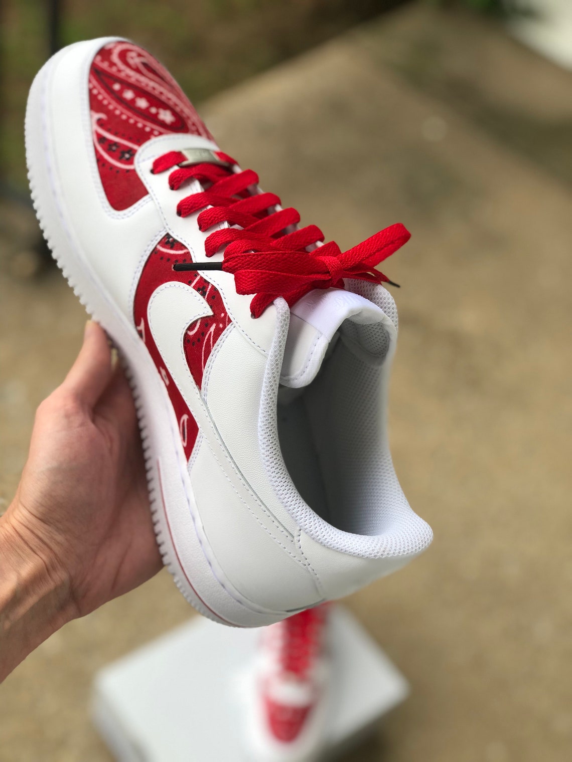 Red Bandana/paisley Custom Af1s - Etsy