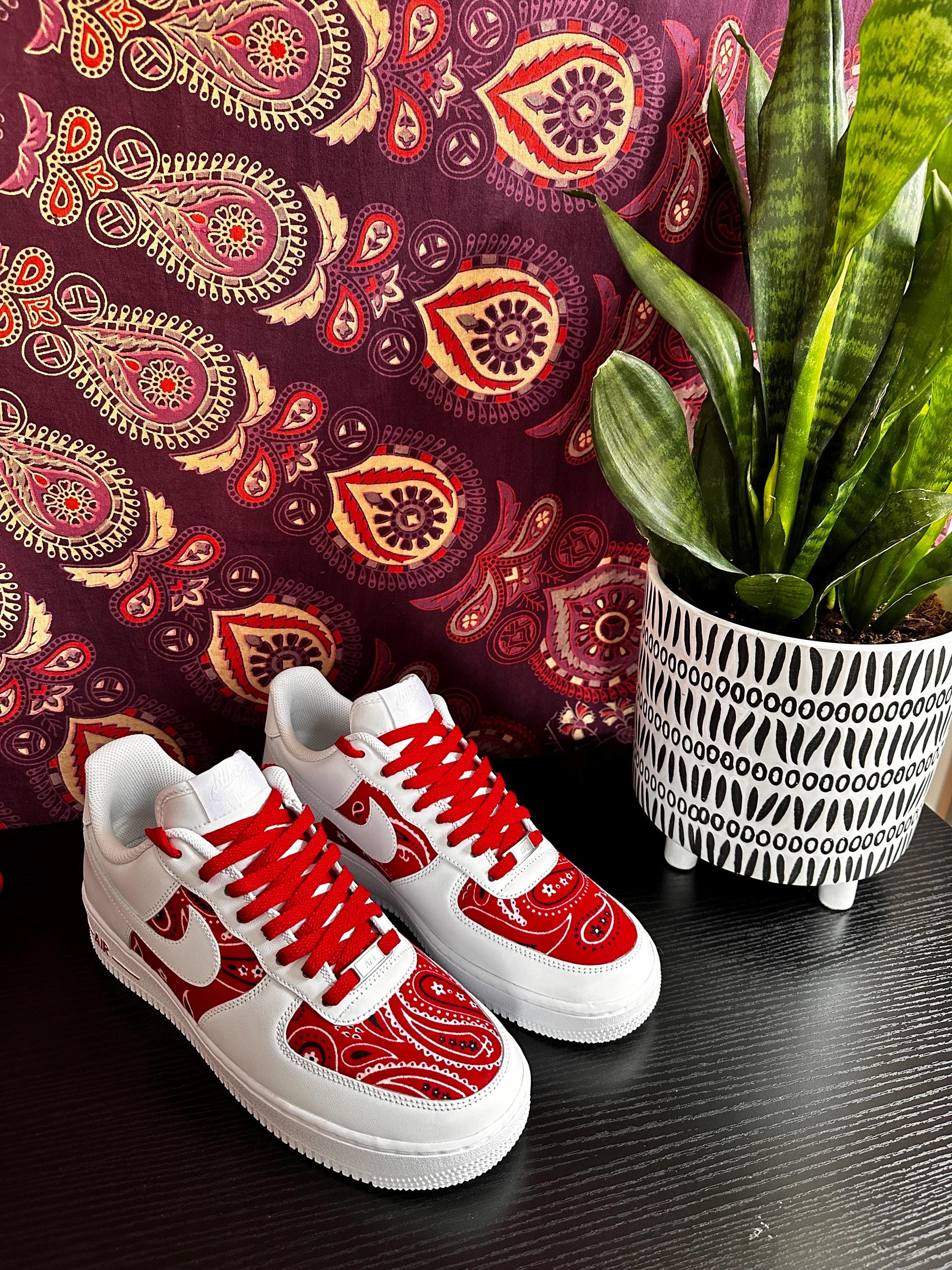 Red Bandana/paisley Custom Af1s - Etsy