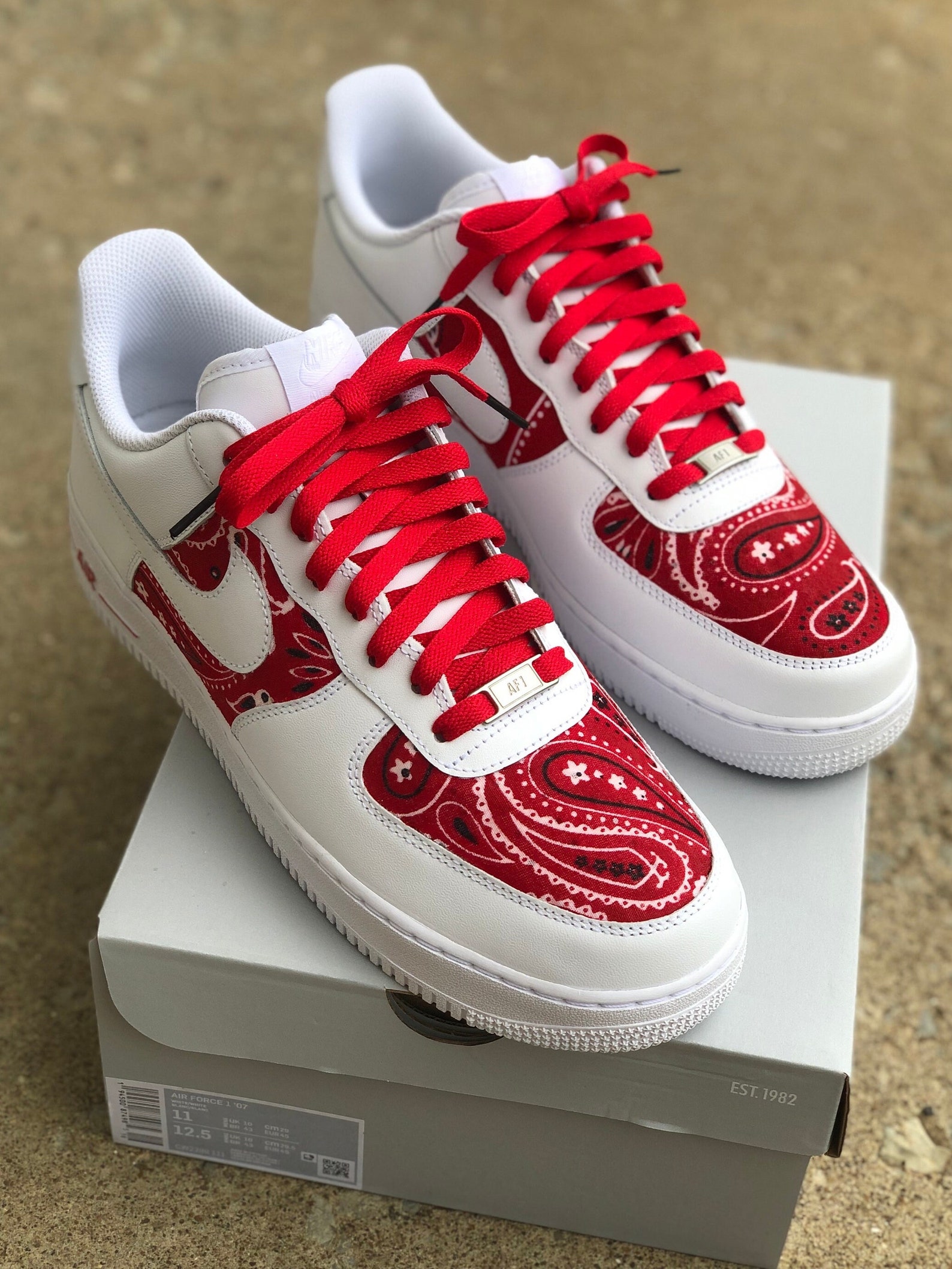Red Bandana/paisley Custom Af1s - Etsy