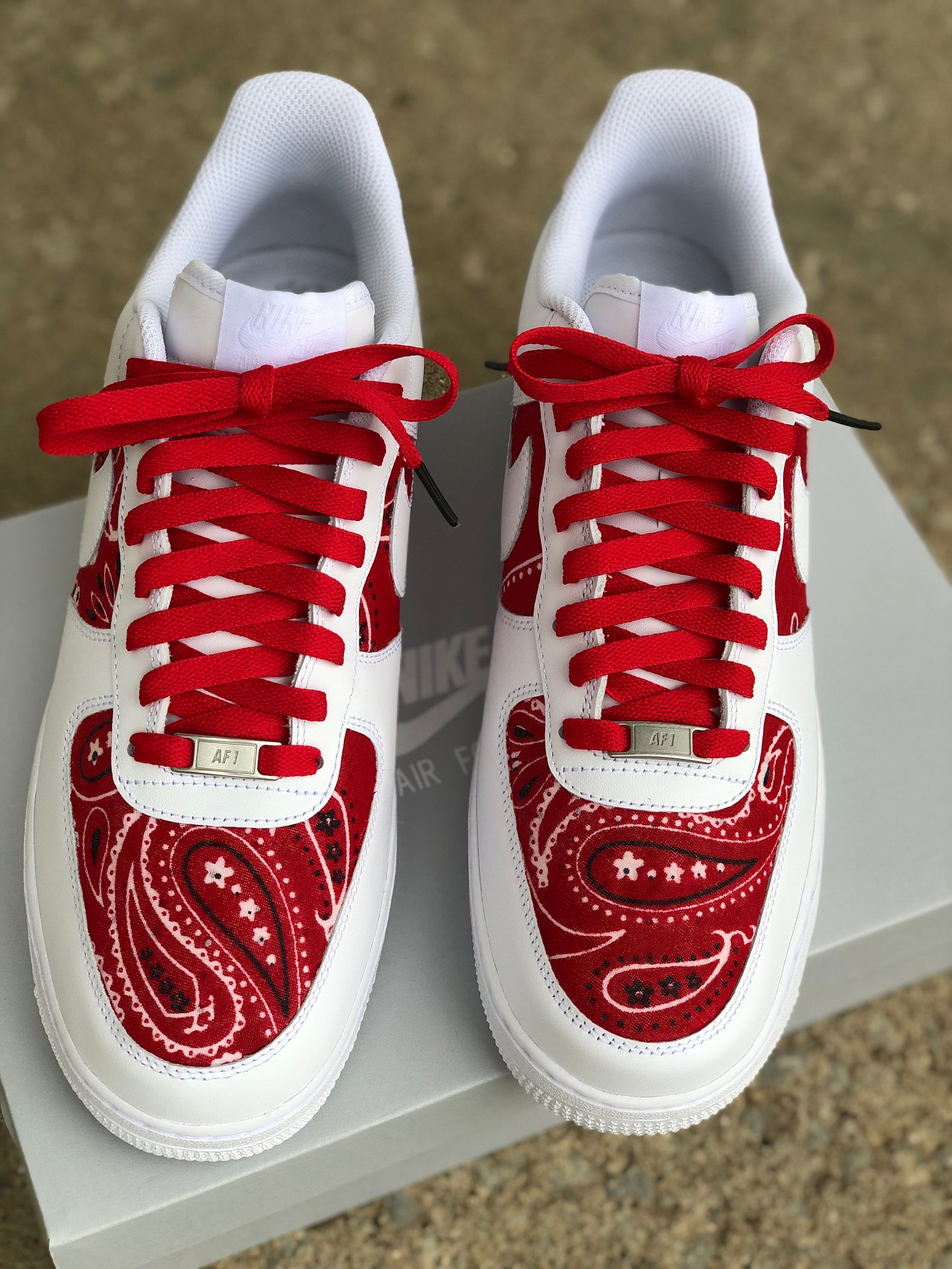 Red Bandana/paisley Custom Af1s - Etsy