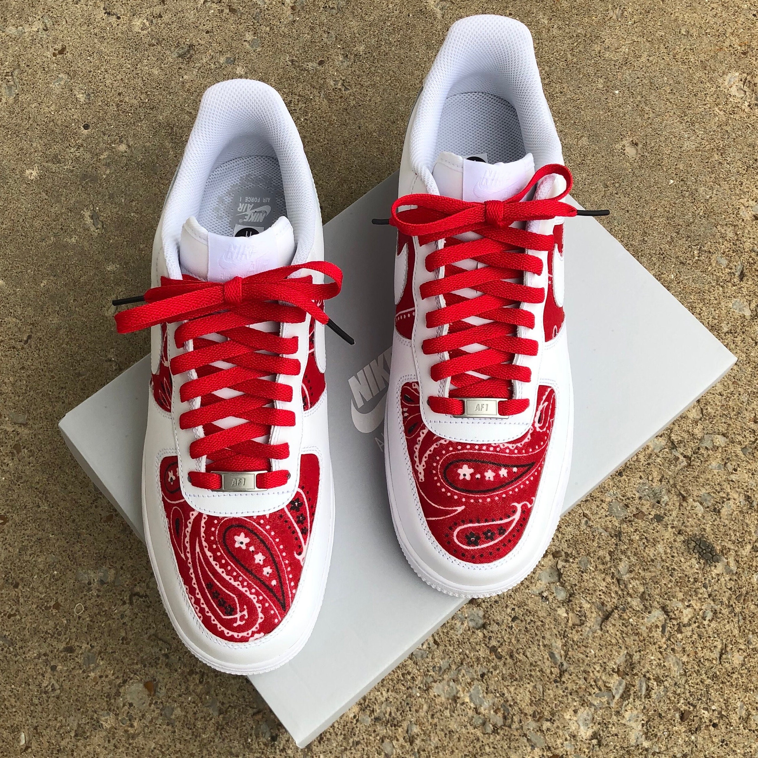 Red Bandana/paisley Custom Af1s - Etsy