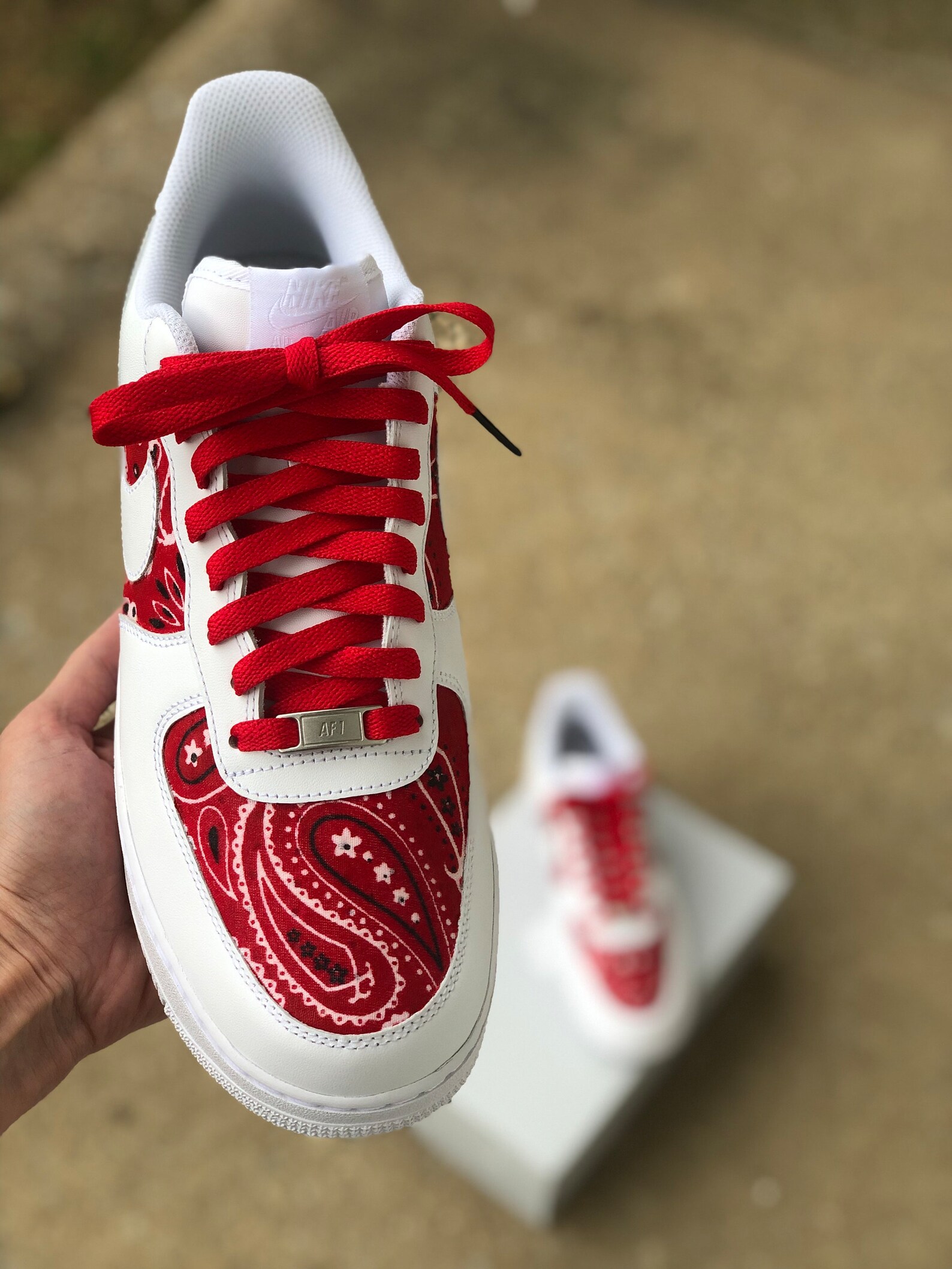 Red Bandana/paisley Custom Af1s - Etsy