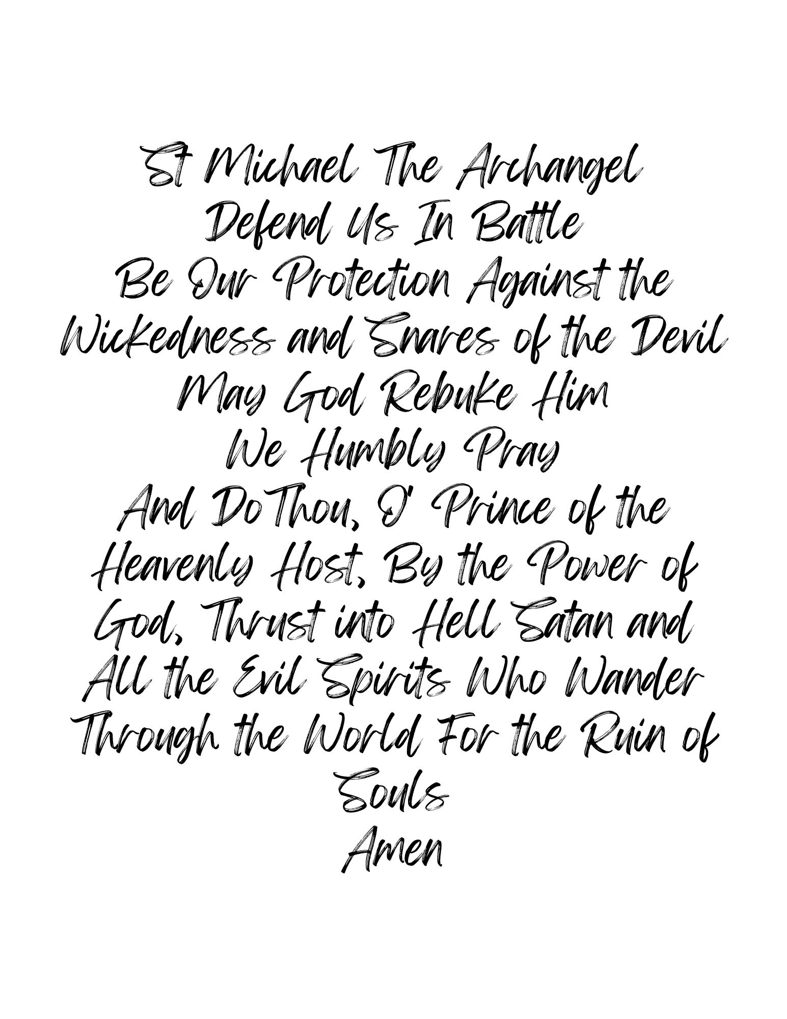 St Michael the Archangel Bible Printout -- Prayer Printout PDF -- Black ...