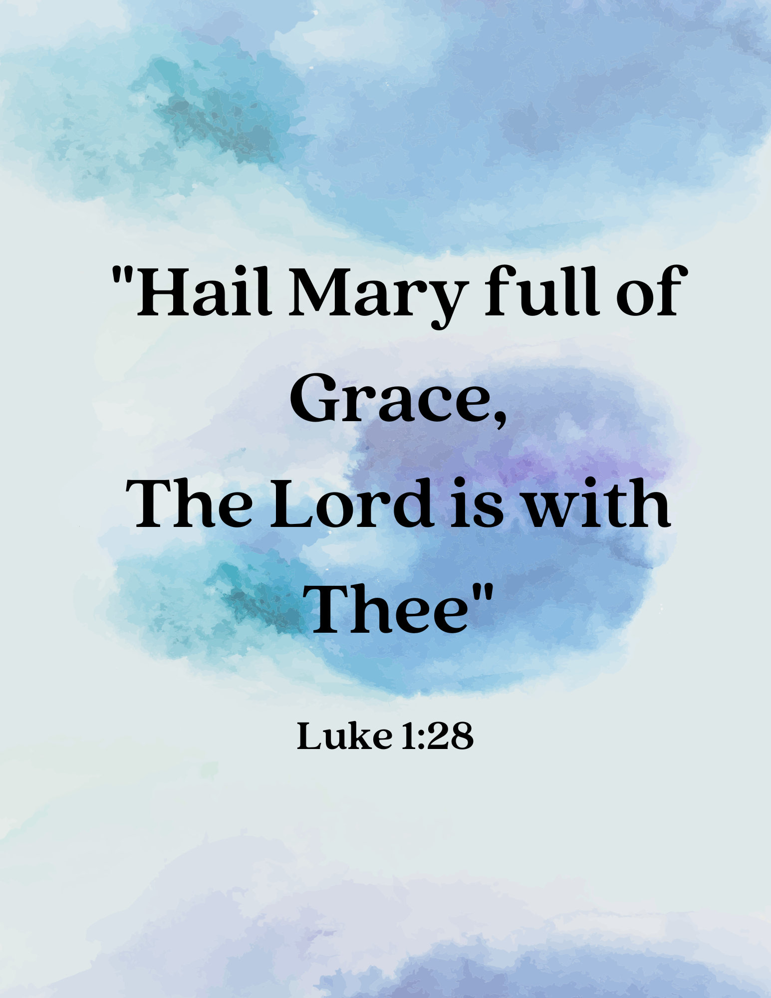 Hail Mary Bible Printout -- Prayer Printout PDF -- Blue Clouds - Etsy