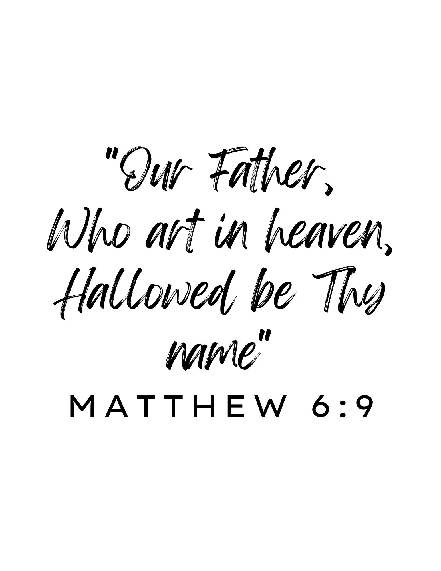 Our Father Bible Printout -- Prayer Printout PDF -- Black on White - Etsy
