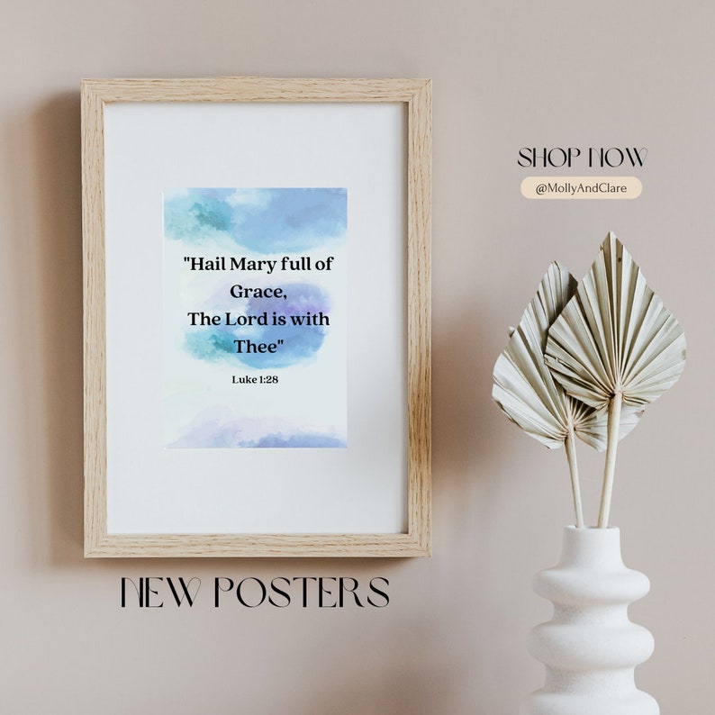 Hail Mary Bible Printout -- Prayer Printout PDF -- Blue Clouds - Etsy